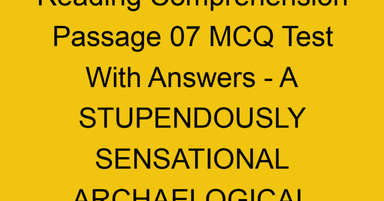 Reading Comprehension Passage 05 MCQ Test With Answers - TAKE A BRISK ...